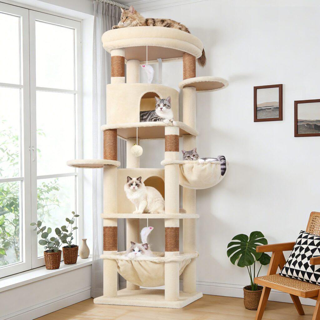 C68 Large Cat Tower(Dark Gray,68-inch) - Cat Trees & Towers - Globlazer