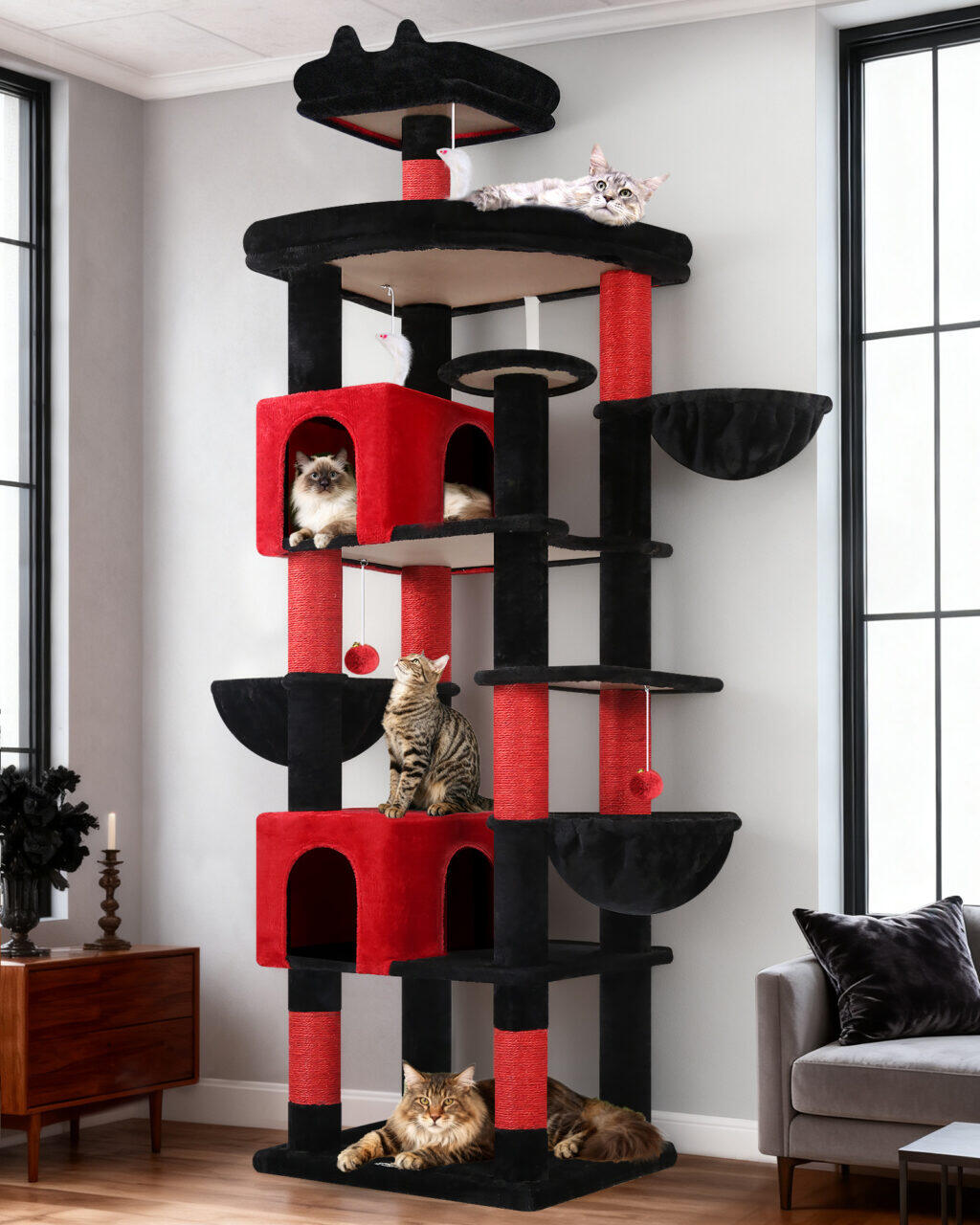 S82 Large Cat Tree Tower(Dark Grey,82-inch) - Cat Trees & Towers ...